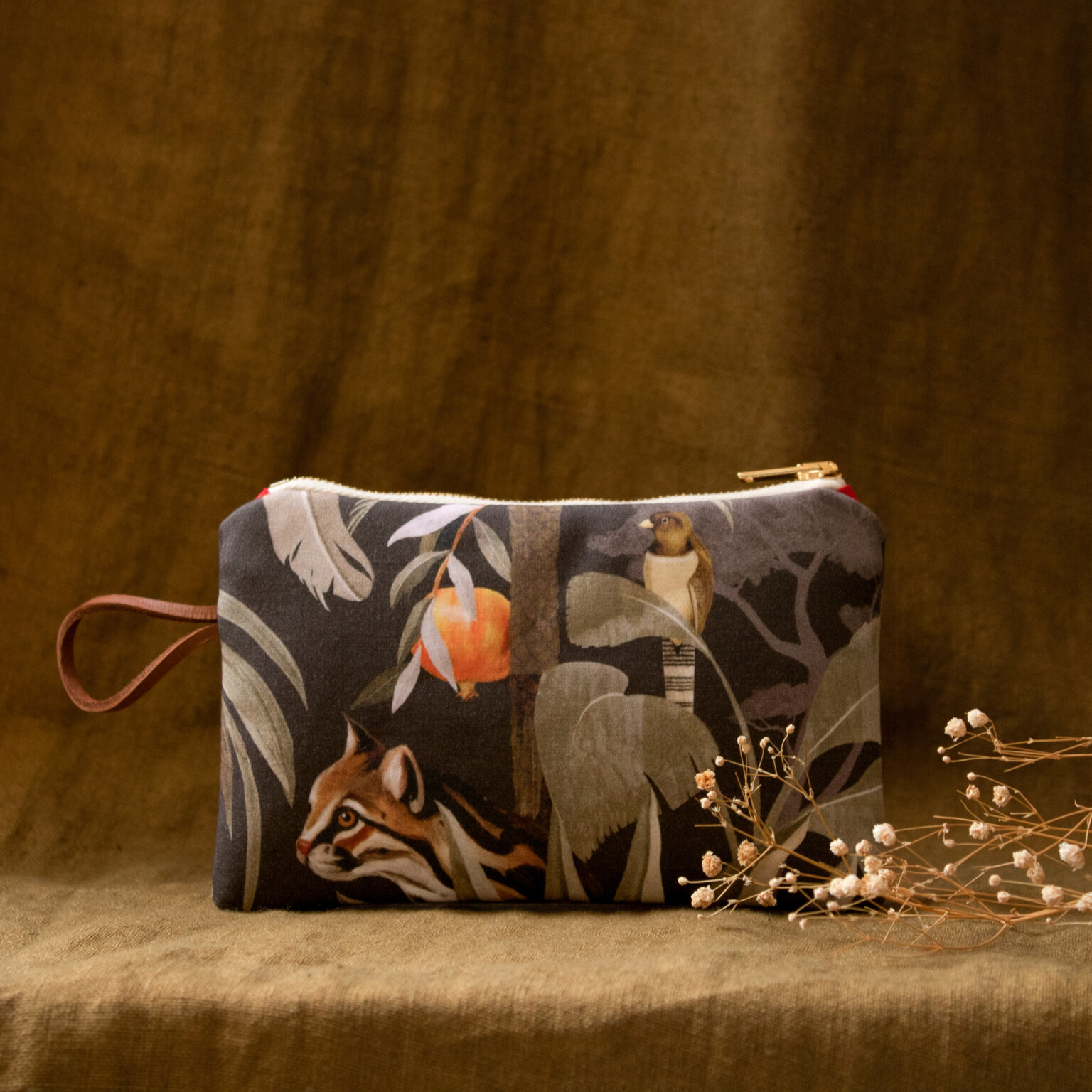 Mini pouch with Tropical N°17 Bronze pattern - Maison Baluchon